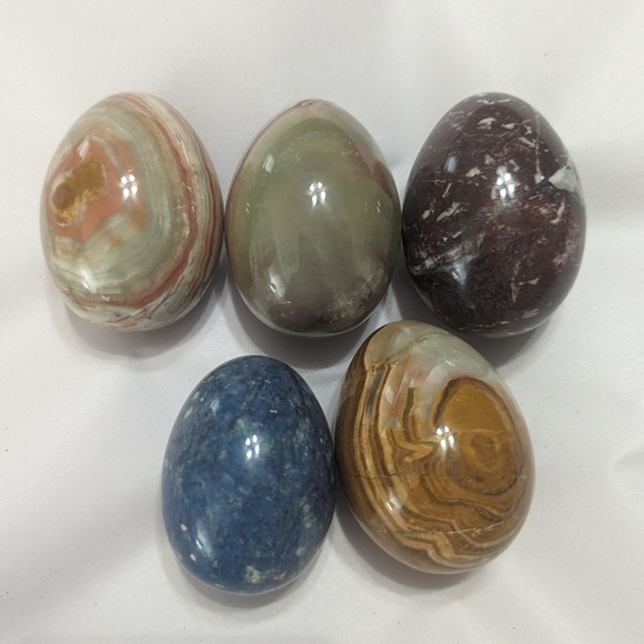 Accents | Vtg Set Of 6 Polished Solid Stone Marble Granite Eggs Spring ...